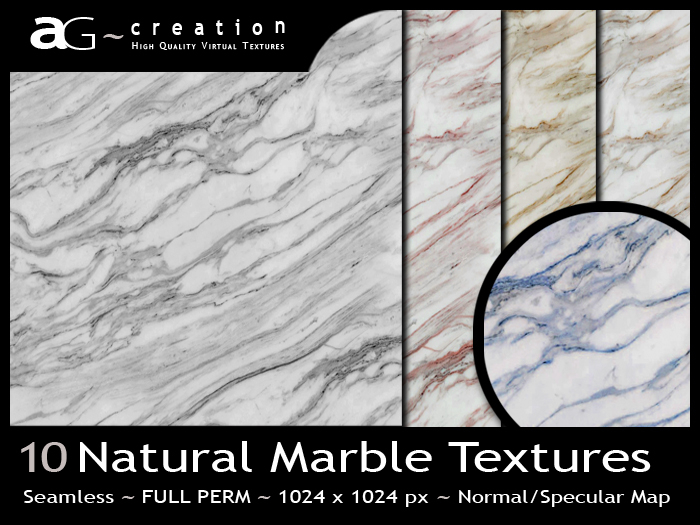 Second Life Marketplace - ~AG~ Creation ~ Natural Marble Textures Full Perm
