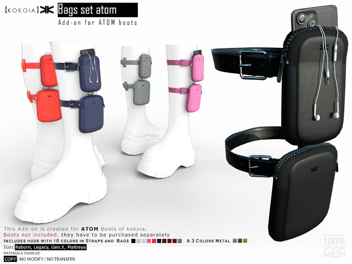 Second Life Marketplace - Add-on Bags Set for the Atom Boots