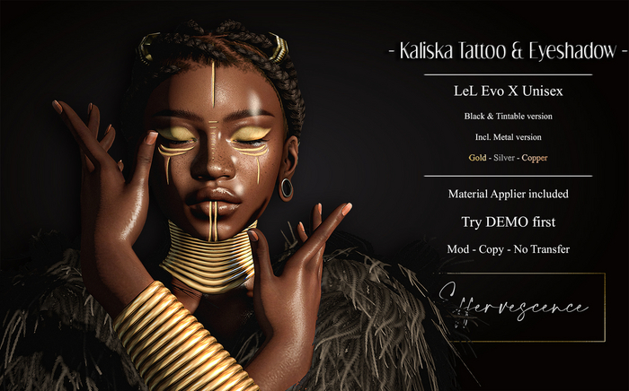 Second Life Marketplace - Effervescence - Kaliska Tattoo & Eyeshadow DEMO