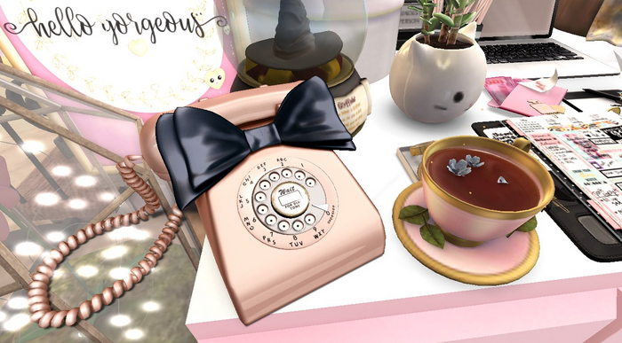 Second Life Marketplace - -tb- Rotary Phone with Bow - Pink RARE