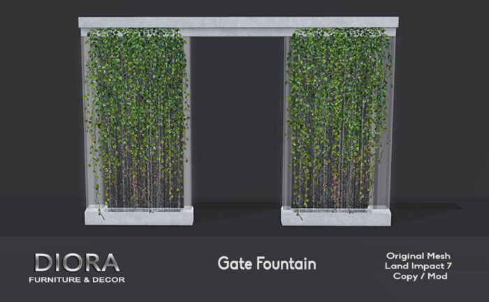 Second Life Marketplace - DIORA Gate Fountain Grey