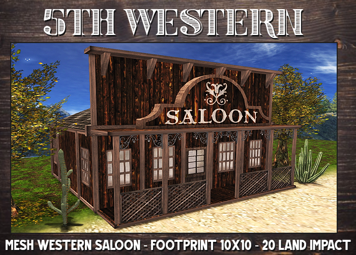 Second Life Marketplace - 5TH~ Mesh Western Building lil Saloon - 2023