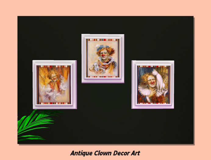 Second Life Marketplace - Antique Clown Art Wall Decor