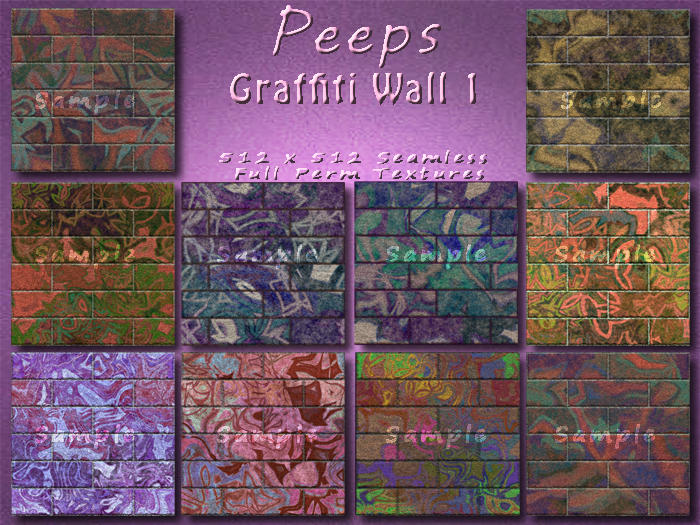 Second Life Marketplace - Peeps Textures Graffiti Wall 1