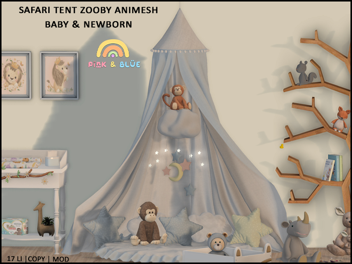 Second Life Marketplace - (Pink&Blue ) Safari Tent Zooby animesh Baby ...