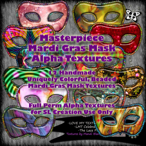 Second Life Marketplace - ~LMT~ Masterpiece Mardi Gras Mask Alpha Textures