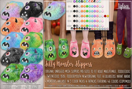 Second Life Marketplace - . tiptoes - Silly Monster Burp Slippers ...