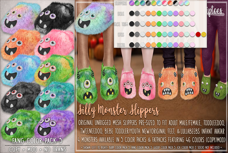 Second Life Marketplace - . tiptoes - Silly Monster Fang Slippers ...