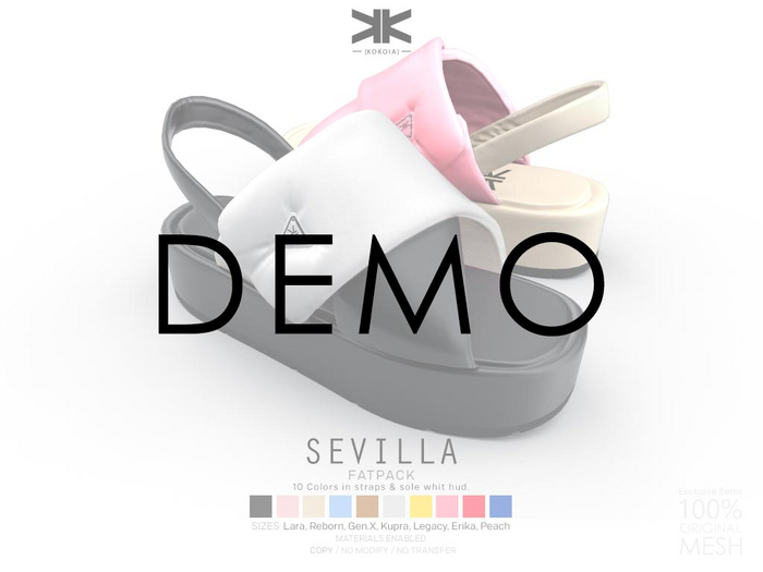 Second Life Marketplace - Demo :: Sevilla :: Sandals :: 10 Colors ...