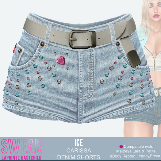 Second Life Marketplace - Denim Shorts - Carissa Denim Shorts ICE