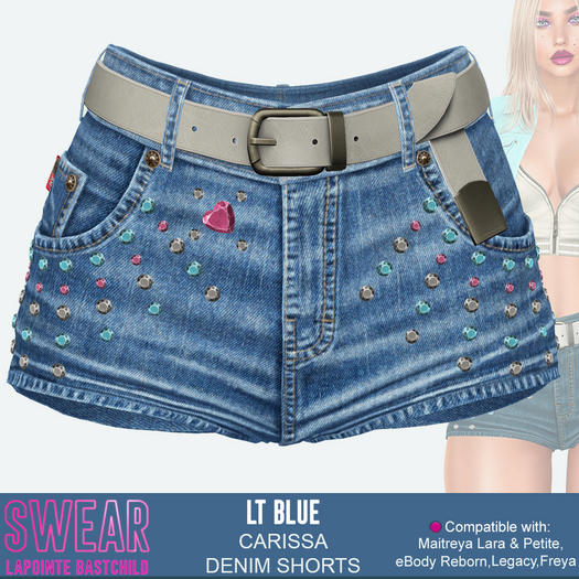 Second Life Marketplace - Denim Shorts - Carissa Denim Shorts LT BLUE