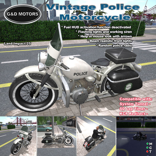 Second Life Marketplace - G&D MOTORS Vintage Police Motorcycle