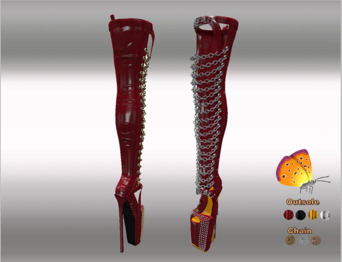 Second Life Marketplace - High Boots long with Chains & Stones red ...