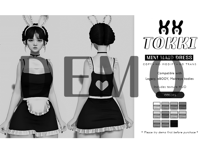 Second Life Marketplace - [TOKKI] Mini Maid Dress // DEMO