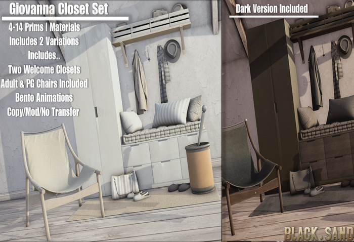 Second Life Marketplace - Black . Sand Giovanna Closet Set