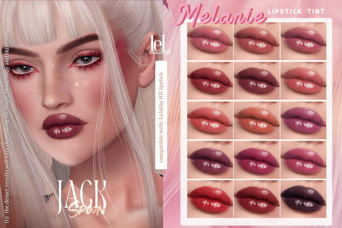 Second Life Marketplace - Jack Spoon. Melanie Lipstick Tint [Lel Evo HD]