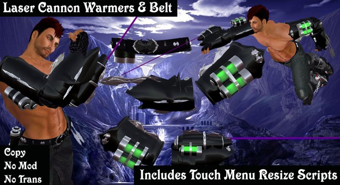 Second Life Marketplace - Laser Cannon Arm Warmers & Belt