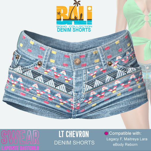 Second Life Marketplace - Denim Shorts - Bali Denim Shorts - LT CHEVRON