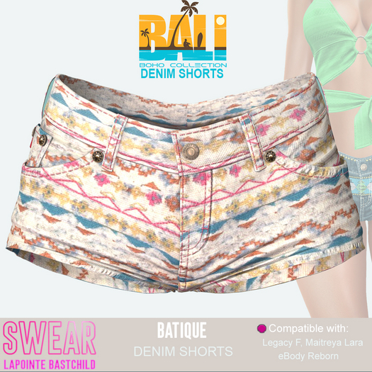 Second Life Marketplace - Denim Shorts - Bali Denim Shorts - BATIQUE