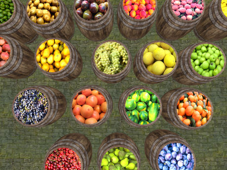 Second Life Marketplace - 21, Full Perm Fruit Barrels (Boxed)