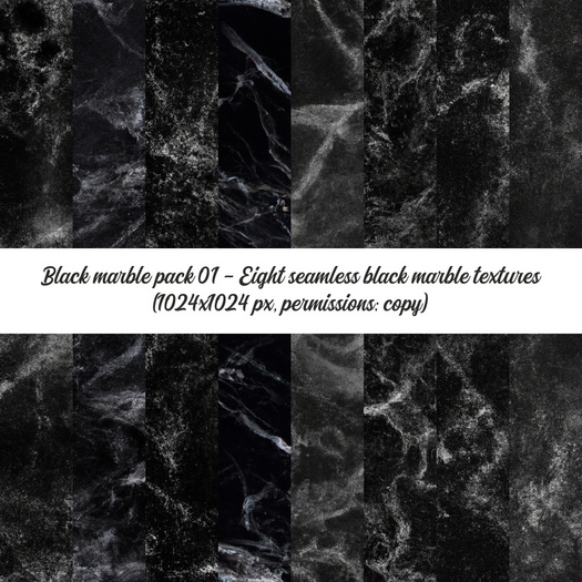 Second Life Marketplace - [Alpha Magic] Black marble textures pack 01
