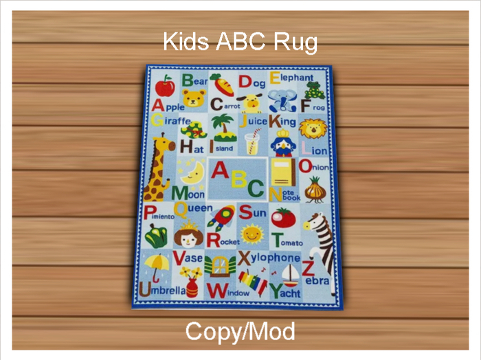 Second Life Marketplace - *CC* Kids ABC Rug