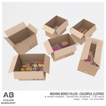 Second Life Marketplace - Atelier Burgundy . Moving Boxes Filled ...
