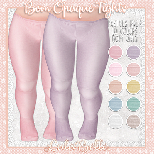 Second Life Marketplace - {Lula Belle} BOM Opaque Tights - Pastels {boxed}