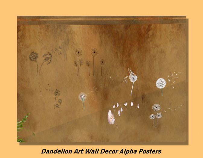 Second Life Marketplace - Dandelion Art Wall Decor Alpha Posters Set