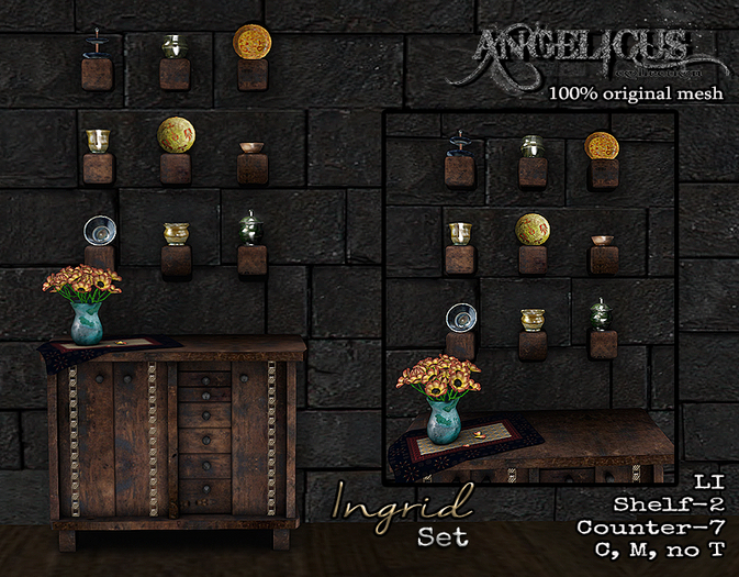 Second Life Marketplace - :ANGELICUS: Ingrid set shelf
