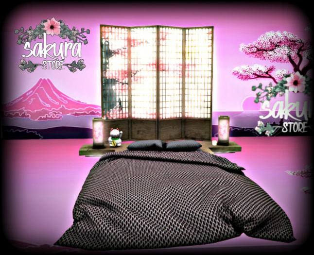 Second Life Marketplace - JAPAN SAKURA BED WITH HUD POSE