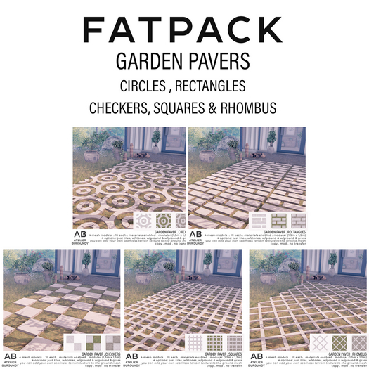 Second Life Marketplace - Atelier Burgundy . Garden Paver FATPACK *ADD*