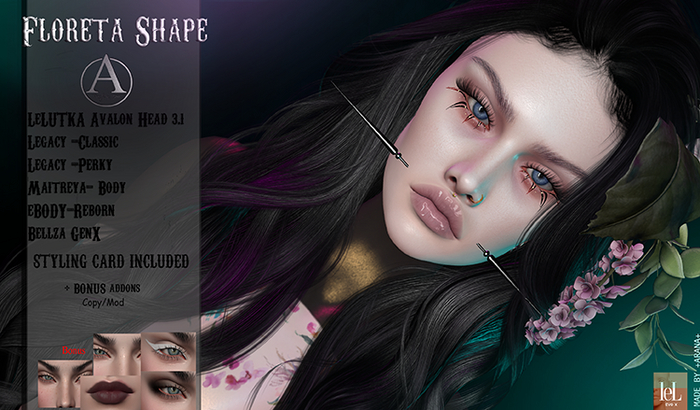 Second Life Marketplace - +ARANA+ Floreta Shape - AVALON HEAD Lelutka EvoX