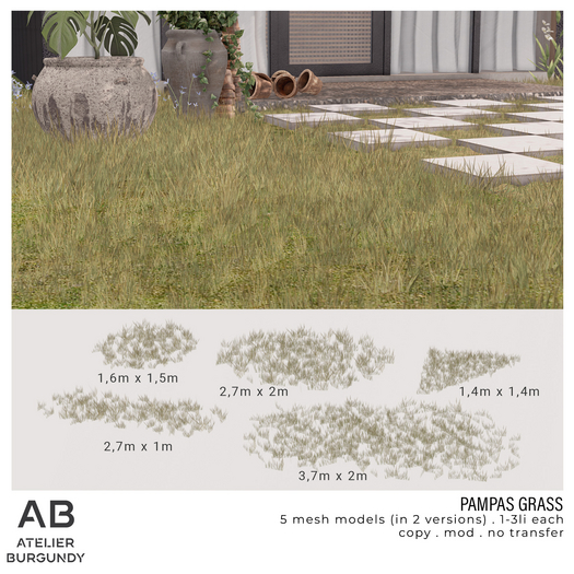 Second Life Marketplace - Atelier Burgundy . Pampas Grass *ADD*