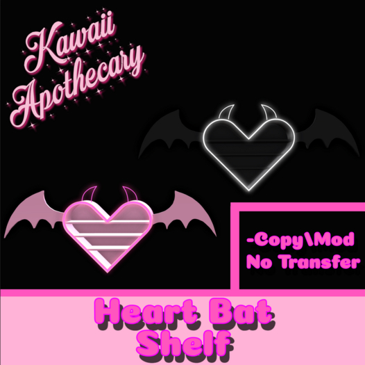 Second Life Marketplace - [Kawaii Apothecary] Heart Bat Shelf
