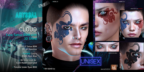 Second Life Marketplace - +ABYSSAL+ CLOUD TATTOO with 3D SHINE DEMO