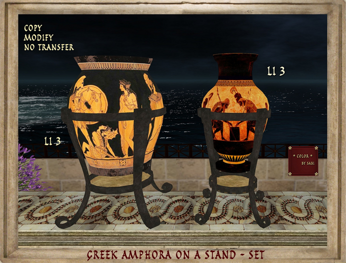 Second Life Marketplace - Greek ancient amphoras set/stand