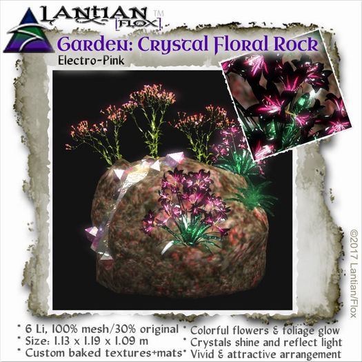 Second Life Marketplace - ~L/Fx~Crystal Floral Rock - Electro-Pink ...