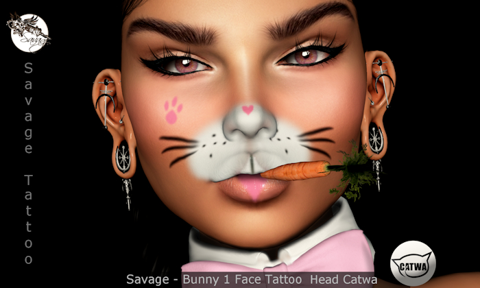 Second Life Marketplace - Savage - Bunny 1 Face Tattoo Catwa - Add.