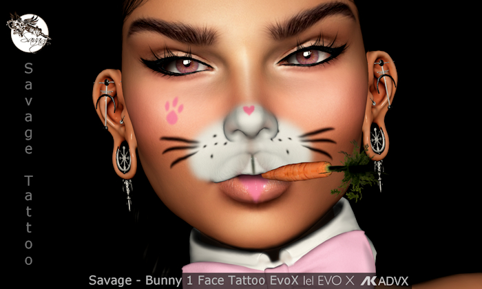 Second Life Marketplace - Savage - Bunny 1 Face Tattoo EvoX - Add.