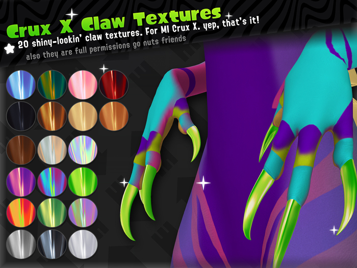 Second Life Marketplace - [SN] Crux X Metallic Claw Textures