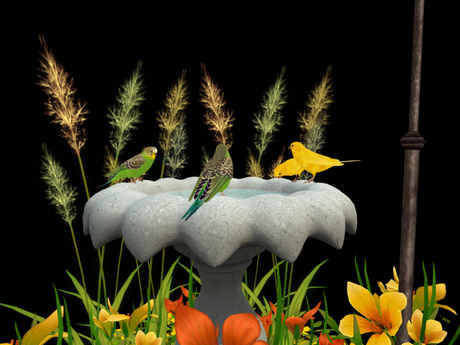 Second Life Marketplace - MC Bird Bath Tiny Garden Scene 2 RESIZER