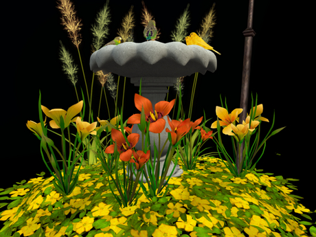 Second Life Marketplace - MC Bird Bath Tiny Garden Scene 2 RESIZER