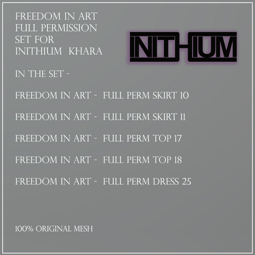 Second Life Marketplace - Freedom in Art - Full Perm Set for Khara DEMO