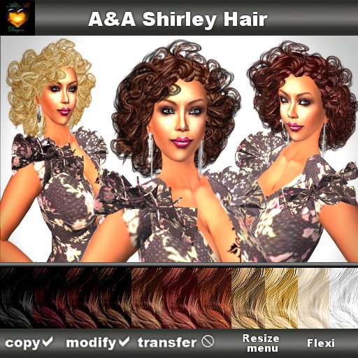 Second Life Marketplace - A&A Shirley Hair 11 Colors Value Pack ...