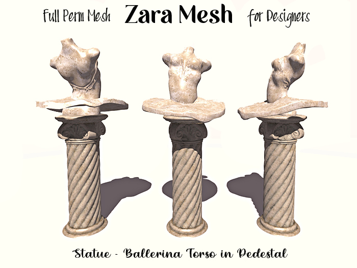 Second Life Marketplace - ZM - Statue - Ballerina Torso in Pedestal ...