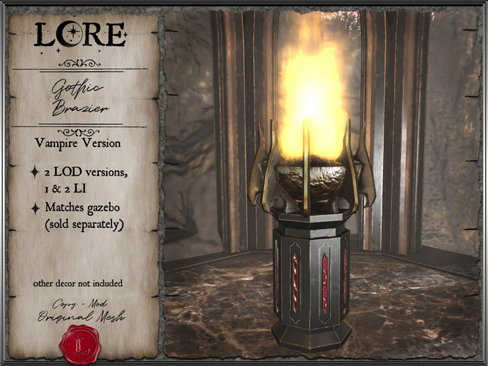 Second Life Marketplace - LORE Gothic Brazier - Fatpack