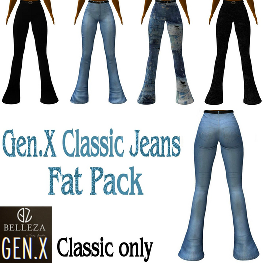 Second Life Marketplace - Gen.X Classic Jeans Fat Pack