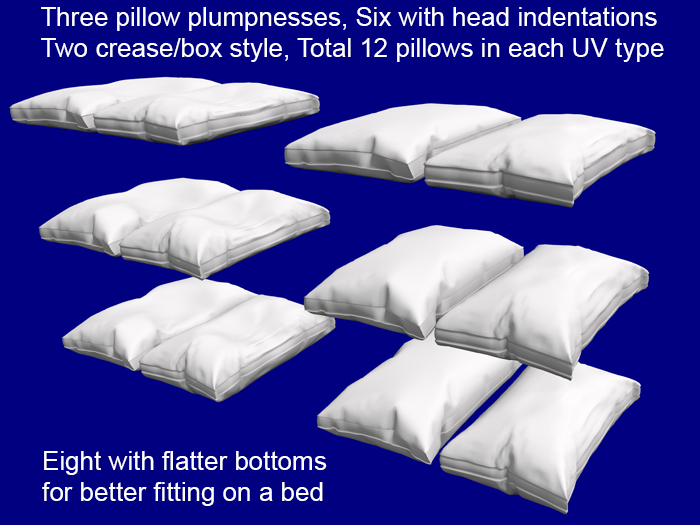 Second Life Marketplace - Down-filled Luxury Pillows - Mesh, 24 types ...