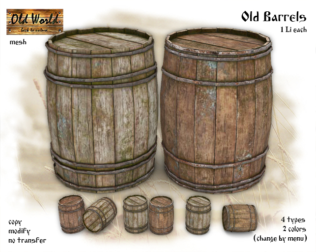 Second Life Marketplace - Old Wooden Barrels - Medieval / Rustic ...